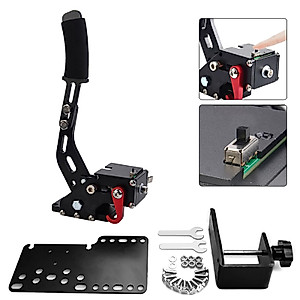 CNRAQR USB Handbrake for Windows Video Game Controller, 16-Bit Non-Contact Sensor, Low-Carbon Steel Construction, Easy to Assemble and Carry