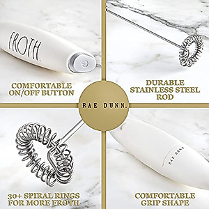 Rae Dunn Milk Frother- Handheld Electric Drink Mixer, Handheld Electric Milk Frother, Coffee Frother, Hand Blender, Frappe Maker, Handheld Latte Maker Milk Foamer (Cream)