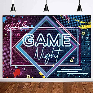 Art Studio 84" x 60" Game Night Birthday Theme Photography Backdrop Glow Neon Sleepover Slumber Prom Party Photo Background Game On Party Banner Cake Table Decor Photo Studio Gift Props