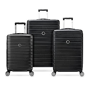 DELSEY Paris Jessica Hardside Expandable Luggage with Spinner Wheels (Black, 3-Piece Set (21/25/29))