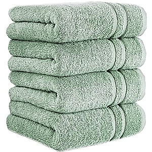 Hammam Linen Light Green Hand Towels 4-Pack - 16 x 30 Turkish Cotton Quality Soft and Absorbent Small Towels for Bathroom 600 GSM