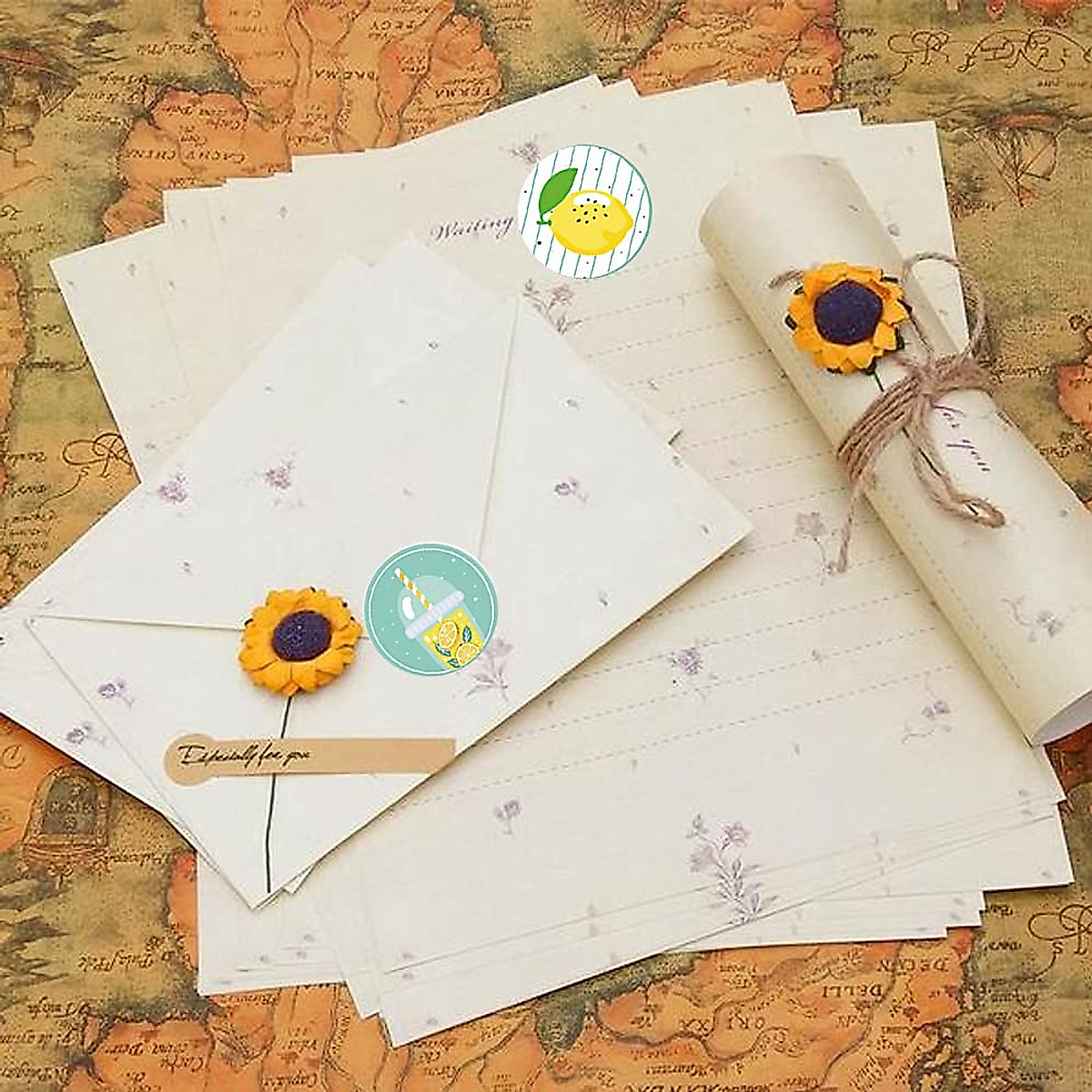 500pcs 1 Inch Lemon Stickers Roll for Envelope Seals 8 Different Design Sticker for Business Card Candy Cookie Bag Gift Party Favours Decorations