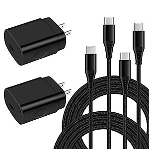 25W Samsung Super Fast Charger Type C Charging Block for Samsung Galaxy S23/S22 Ultra/S21 FE/A54/A34/A14 5G/A13/Z Fold 4/A53/A03s,Pixel 7,2Pack USBC Box Power Adapter 6FT Android Phone Charger Cable