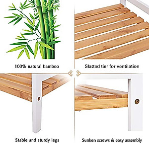 Kinsuite Bamboo Shelf Adjustable Storage Rack Multifunctional Organizer for Kitchen Living Room Bathroom Bedroom (5-Tier)