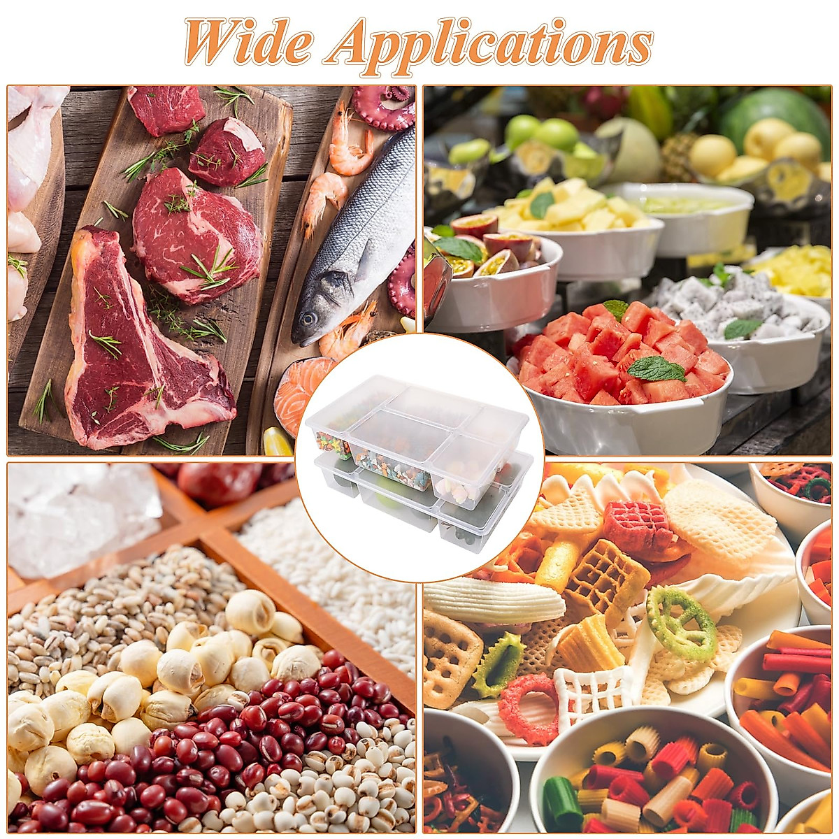 YAYODS 3 Pack Divided Veggie Tray with Lid, 5 Compartment Snackle Box Container for Fridge, Clear Stackable Salad Prep Food Storage Containers for Snack, Fruit, Vegetable, Salad, Meat