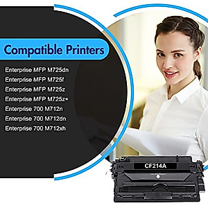 14A CF214A Toner Cartridge 1-Pack Black Compatible for HP 14A CF214A 14X CF214X Laserjet Enterprise MFP 700 M712 M712n M725 M725dn M712dn M725f M725z M712xh M725z M712 M725 Series Printer High-Yield