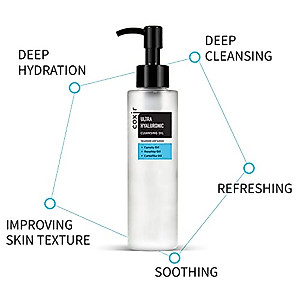 COXIR ULTRA HYALURONIC CLEANSING OIL l Korean Facial Cleanser, Blackhead Makeup Removal with Hyaluronic Acid, Cruelty Free, No Mineral Oil [5.07 Fl.oz(pack of 2)]