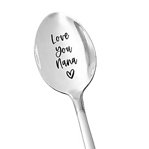Best Nana Gifts - Love You Nana - Tea Coffee Lover Stainless Steel Engraved Spoon Funny Mother's Day Christmas Birthday Gift for Grandma