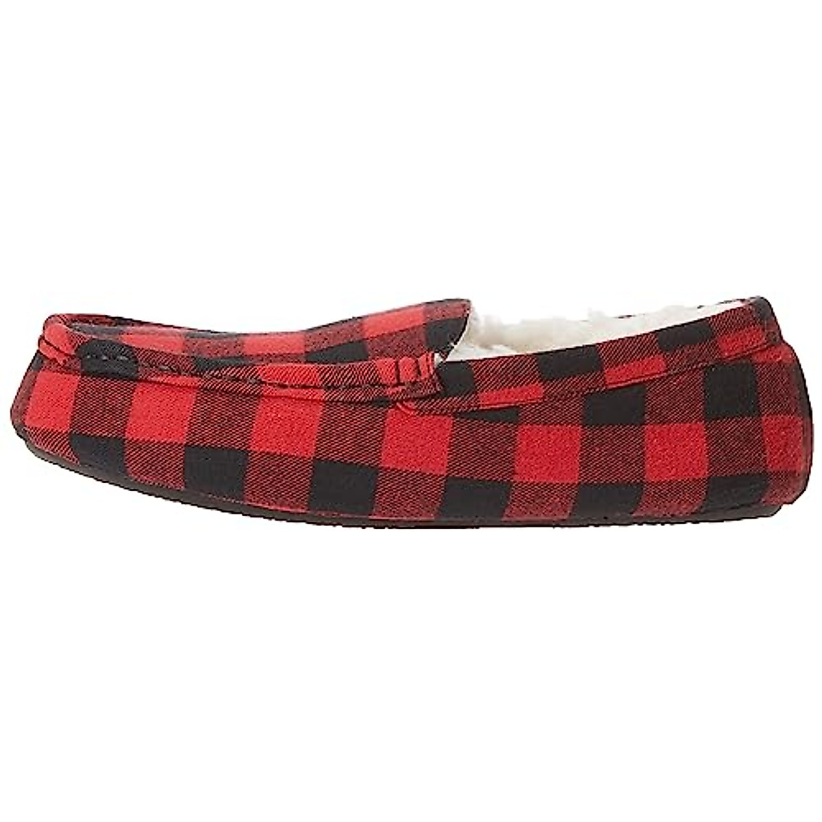 Amazon Essentials Men's Moccasin Slipper, Black Red Buffalo Check, 13