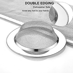 LASSHSWA 2 PCS Kitchen Sink Strainer Stainless Steel, Kitchen Sink Drain Strainer， Sink Strainers with Large Wide Rim 4.5" Diameter for Kitchen Sinks