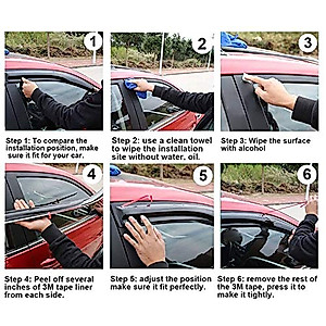 2019-2023 Tape-On Side Window Visor Deflectors Compatible with Ford Ranger SuperCrew XL XLT Lariat Smoke Tinted Rain Guards 2020 2021 2022