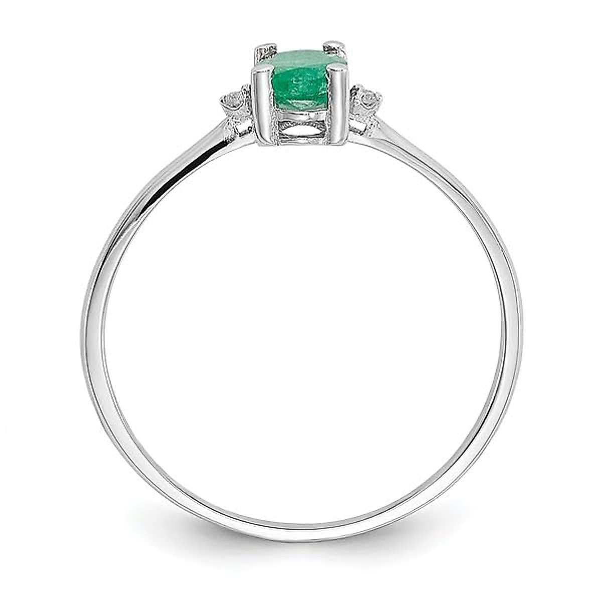 IceCarats 14K White Gold Diamond Green Emerald Ring Gemstone Band April May Birthstone Jewelry Size 6