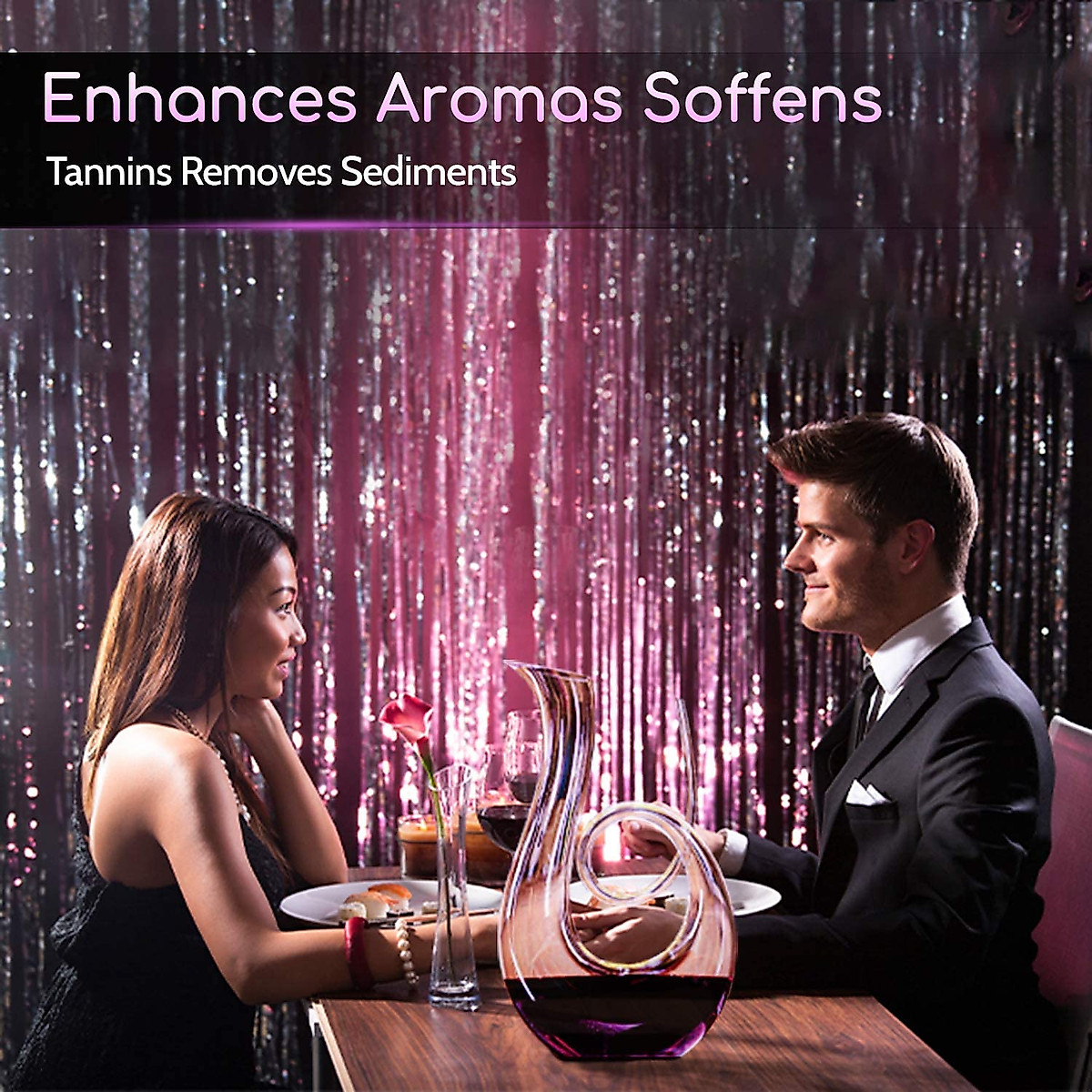 YOXSUNY Wine Decanter Upgraded Swan wine Decanters 1.7L Hand-Blown Crystal Carafe-Enhances Red Wine Flavor, Lead-Free & Elegant Design,Gift for Wine Connoisseurs.