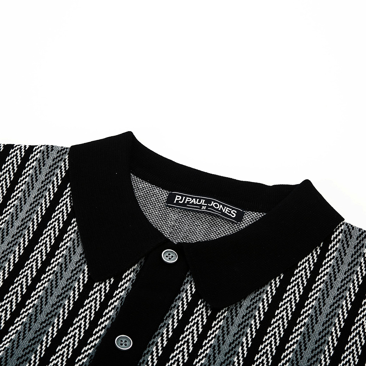PJ PAUL JONES Retro Knitted Polo Shirt for Men 1950s Italian Stripes Shirt Short Sleeve Button Down Knit Polos Collared Knit Cardigan Sweater Black Grey