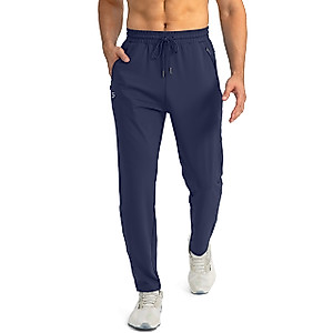 G Gradual Men's Sweatpants with Zipper Pockets Tapered Joggers for Men Athletic Pants for Workout, Jogging, Running (Navy, X-Large)