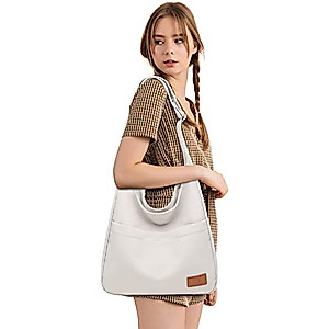 Canvas Tote Bag, Large Hobo Bags for Women Aesthetic Shoulder Purses Hand Bag Cute Simple School Crossbody Purse with Adjustable Wide Strap - Magnetic Closure - Black Slouch Bag