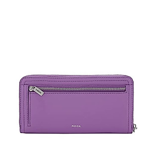 Fossil Logan Zip Around Clutch, Bright Purple Grommets