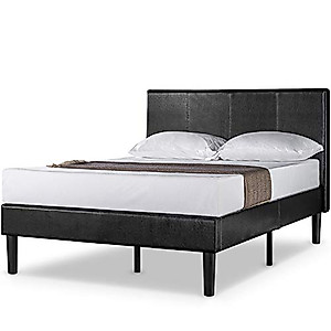 Zinus Gerard Faux Leather Upholstered Platform Bed Frame / Mattress Foundation / Wood Slat Support / No Box Spring Needed / Easy Assembly, Queen