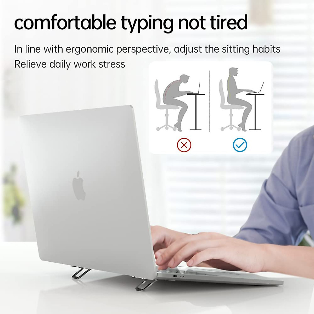 muchly Keyboard stand-2PCS,Portable Invisible Laptop Stand for with 2 Adjustable Angles for Desk,Mini Aluminum Cooling Pad,with MacBook Pro/Air, Lenovo, Surface (Black)