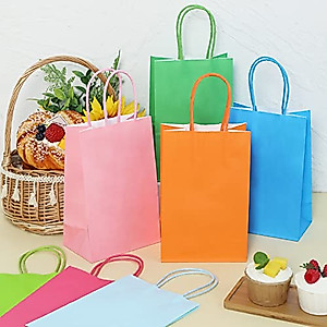 Moretoes 60pcs Small Paper Gift Bags Bulk, 15 Colors Party Favor Bags, Goodie Bags with Handles for Kids Birthday, Candy, Crafts and Party Supplies