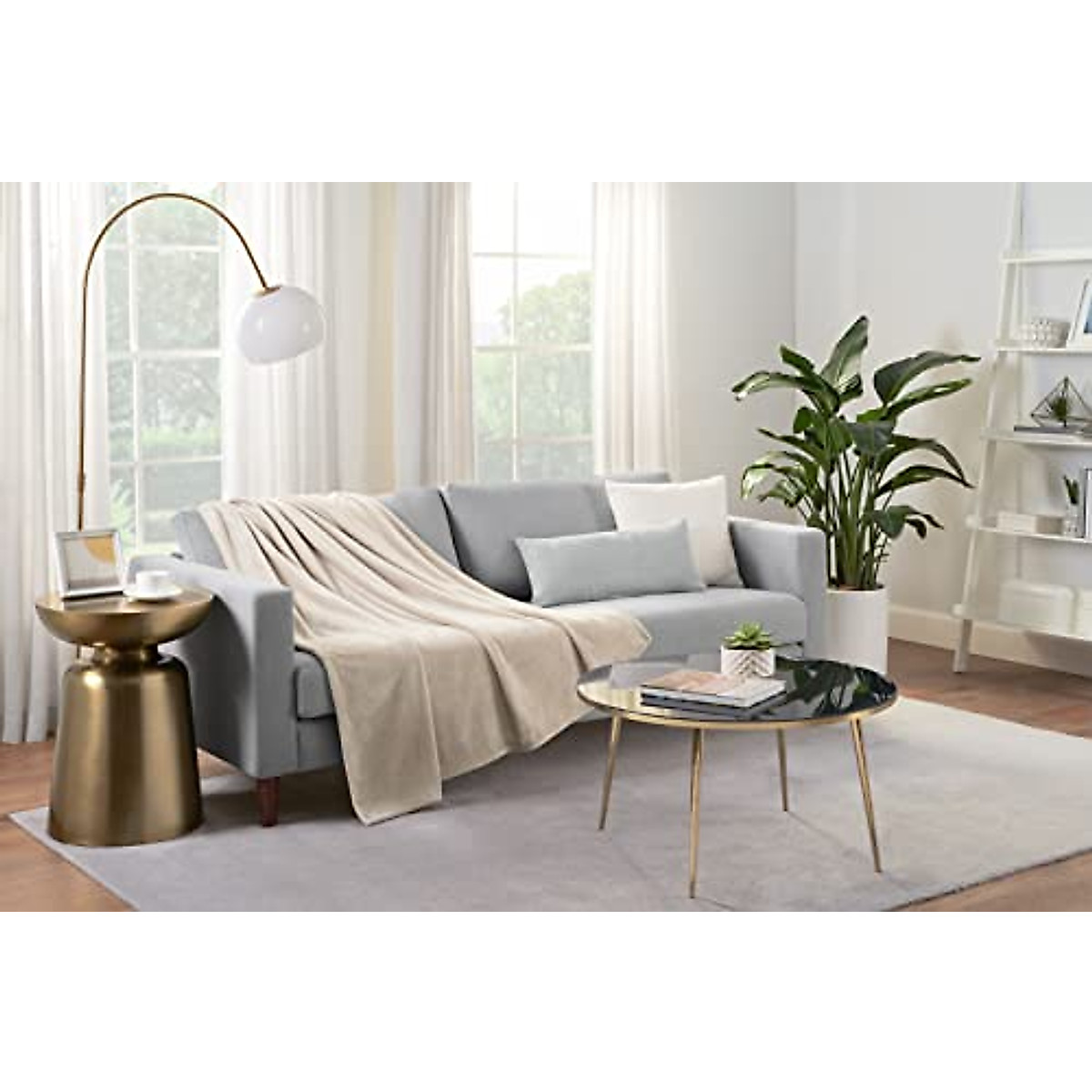 SERTA Cozy Plush Thick Fuzzy Super Soft Lightweight Throw Blanket for Bed, Couch, or Travel, Twin (60 in x 80 in), Taupe