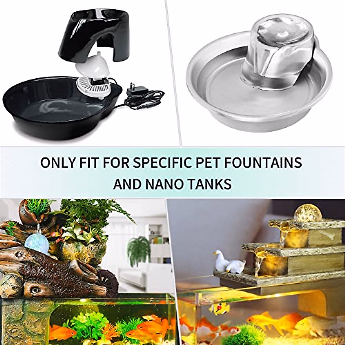 Uniclife Pet Replacement Pump 60 GPH 2W 2ft High Lift Quiet Pump for Smart Pet Fountains 12 V Compact Submersible Water Pump with 120 V Converter Adaptor for Nano Fish Tanks Bowls Up to 5 Gallons