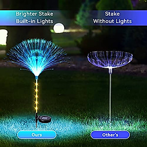 ODEETRONIC Solar Garden Lights Outdoor, 7 Color Changing Solar Powered Optical Fiber Lights, Waterproof Solar Flower Lights, Landscape Solar Stake Lights for Yard Pathway Patio Lawn Decor, 4 Pack