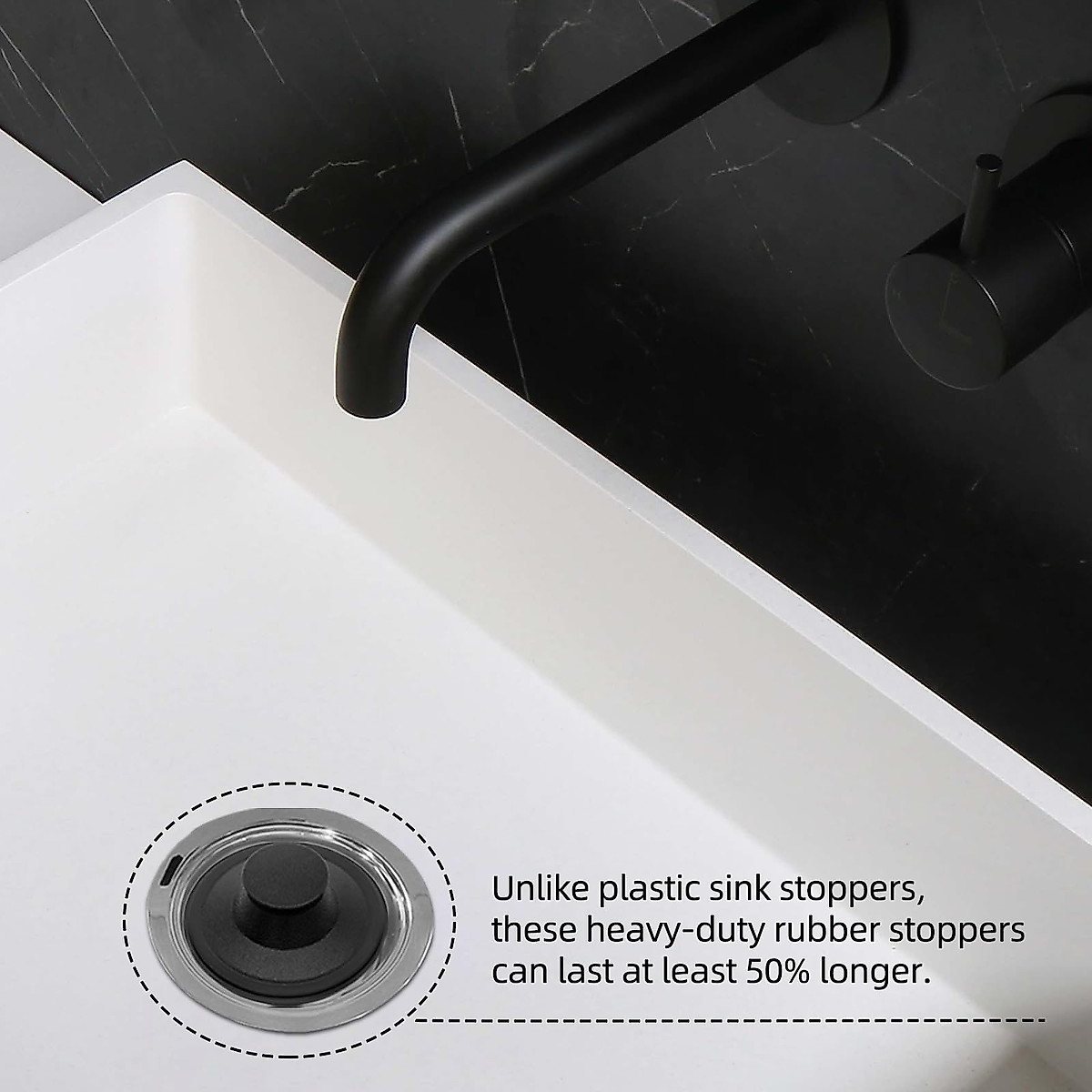 (2 Pack) Exact Replacement for InSinkErator STP-PL/STPPL Black Rubber Sink Stopper for Garbage Disposal – Compatible with Standard 3-1/2" Drains from Kohler, Waste King, Whirlpool, and More