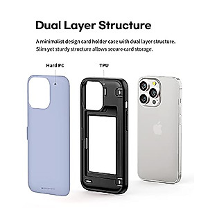 GOOSPERY Magnetic Door Bumper Compatible with iPhone 13 Pro Case, Card Holder Wallet Case, Easy Magnet Auto Closing Protective Dual Layer Sturdy Phone Back Cover - Lilac Purple