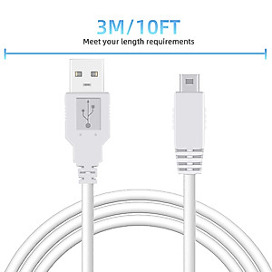 2Pack 10FT Charger Cable for Wii U Gamepad, AC Power Adapter Charger Cord for Nintendo Wii U Gamepad Remote Controller