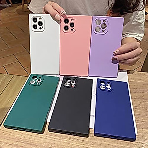 Tzomsze Compatible for iPhone 13 Pro Max Case Square,Cute Cases Full Camera Protection Reinforced Corners TPU Cushion Shockproof Edge Bumper Cover [6.7 inches] -Candy Black