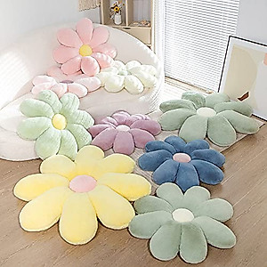 Faux Fur Flower Pillow Super Soft and Cute Floor Pillow Flower Shaped Decorative Throw Pillow Comfortable Seat Cushion Plush Flower Cushion (23.6inch, Pink)