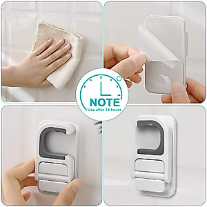 Tinkeep Mop Holder Wall Mounted Holder Broom & Mop Grippers Self Adhesive Acrylonitrile Butadiene Styrene No Drilling Super Anti-Slip Broom and Dustpan Hanger Wall Mount Mops Rakes Holder 3 pcs, White