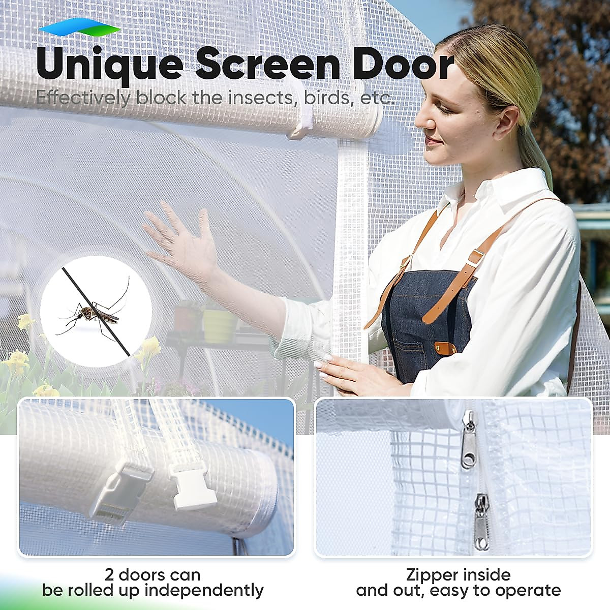 Quictent Upgraded 20x10x6.6 FT Large Walk-in Greenhouse for Outdoors, Heavy Duty High Tunnel Green House w/ PE Cover 2 Zipper Screen Doors Galvanized Steel Frame Garden Plant Hot House 20 Stakes White