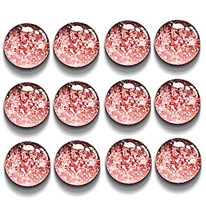 Glitter Pink Glass Refrigerator Magnets for White Board/Locker/Fridge/Cabinet/Dishwasher Home Decorations,Round Small Magnets