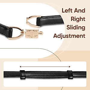 LIUYULIN Women Leather Belts for Dress Jeans Belt with Gold Buckle Skinny Waist Adjustable Belts for Lady, Black