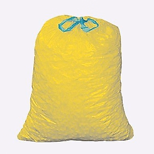 Bin Liners with Drawstring, 60 L, Yellow, Pack of 20