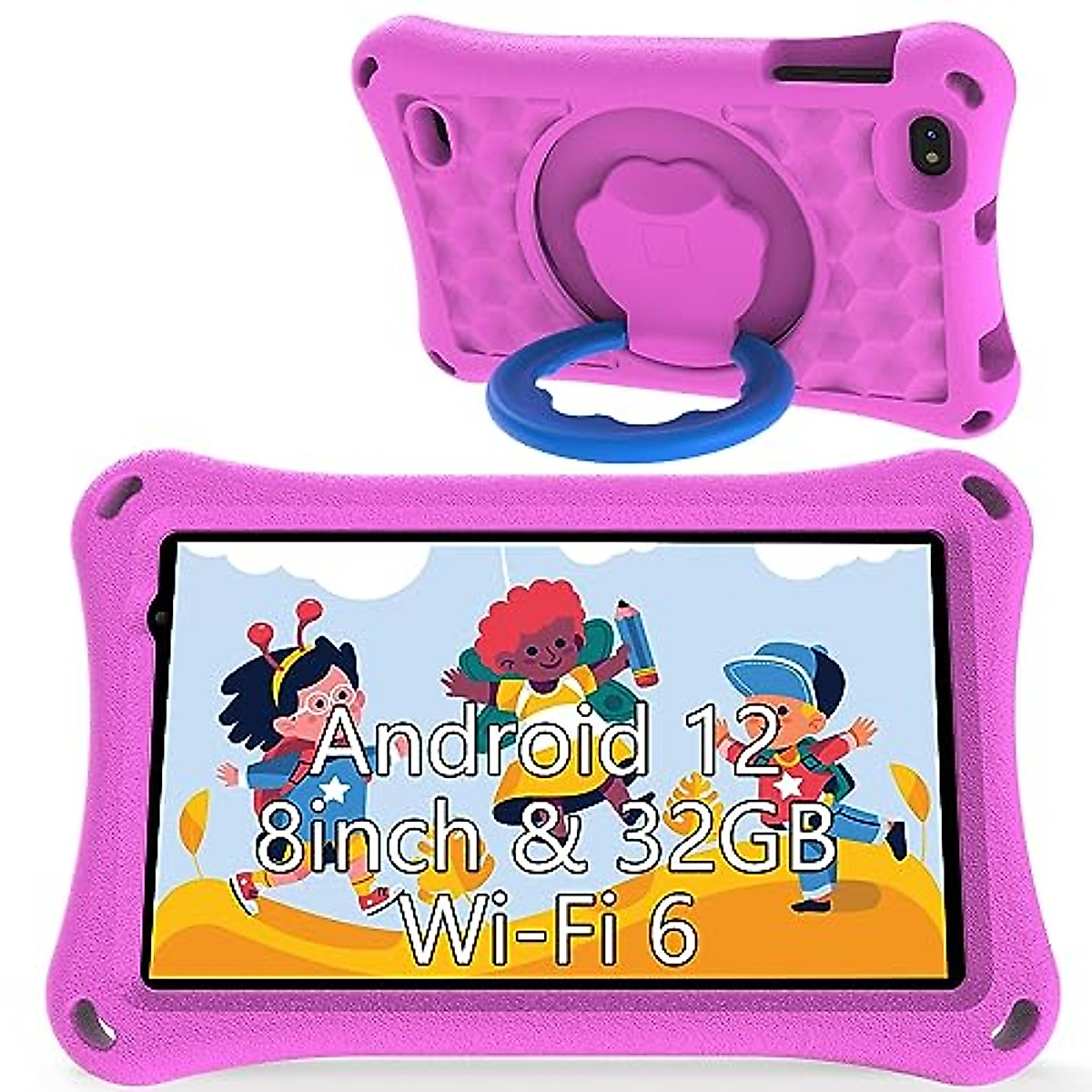 8 inch Kids Tablet, 32GB ROM Android 12 Tablet for Kids Parent Control Toddler Tablet with Case, 2GB RAM Wifi Tablet Pc, Pre installed Learning Education Tablets, 2+5MP Dual Camera IPS Screen, Pink