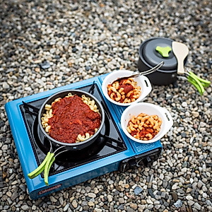 MalloMe Camping Cookware 18pc Mess Kit w/Backpacking Stove – Camping Cooking Set for Backpacking Gear - Camping Pots and Pans Set w/Camping Pot Pan Stove Utensils Camp Kitchen Equipment Accessories