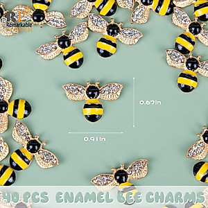 RP Remarkable Power, 40 Pack Bee Charm Pendants with Rhinestone Alloy Honeycomb Charms for DIY Jewelry Making