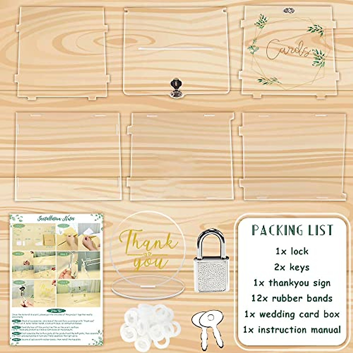 OurWarm Acrylic Wedding Card Box with Lock, Gift Card Box for Wedding Reception, Wedding Money Card Box for Party Graduation Birthday Baby Shower Decorations