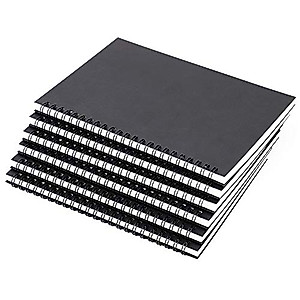 Zegrox 6 Pack Black cover Spiral Notebook, Blank Sketch Book Pad, Subject Notebooks,50 Sheets (100 Pages)-8.27x 5.59inch,A5 size Notebook.