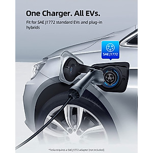 ShockFlo G Mini Level 1-2 EV Charger,16 Amp 110-240V 21ft Portable Electric Vehicle Charger,NEMA 6-20 Plug with NEMA 5-15 Adapter for J1772 Electric Cars