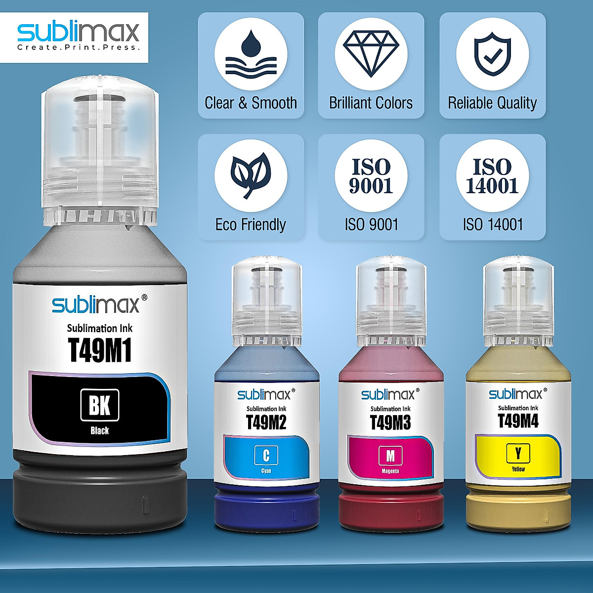 Sublimax Sublimation Ink for Epson EcoTank Supertank Printer with 4 Tapes Cyan-Yellow-Magenta-Black