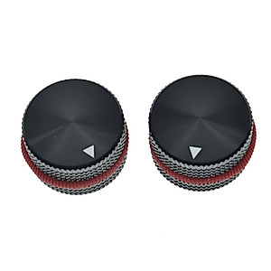 Dopro 4-Pack 25 * 15.5mm Set Screw Style Aluminium Potentiometer Knobs 1/4" Universal Pot Control Knobs with Rubber Ring and Indicator for Guitar/Bass Equipments Black with Red Ring