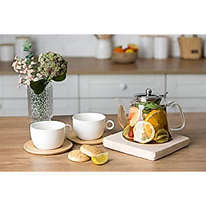 Aserson 1200 ml/40 oz Glass Teapot, Heat Resistant, Stainless Steel Infuser, Handmade, Leaf Tea Brewer, Borosilicate Glass, Stovetop Teapot and Microwave Safe