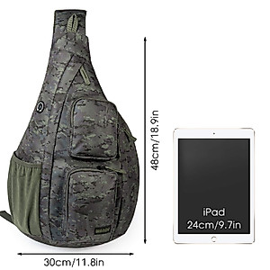 WANDF Sling Bag One Strap Backpack Travel Crossbody Backpack Water-resistant (L-Camouflage, Large)