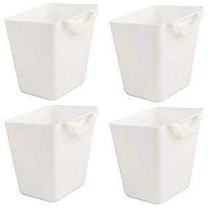 VILSECKY Hang-On Cups for Rolling Utility Cart,Small Plastic Hanging Basket / Storage Box for Service Cart,Movable Cart Accessories for Bathroom,Kitchen,Living Room,Office -4Pcs (White)