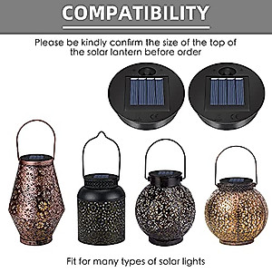 2 Pack Solar Lights Replacement Top - 7 lumens LED Solar Panel Lantern Lid Lights, Lantern ​Light Replacement, Outdoor Solar Replacement Parts, Garden Patio Decor Light up Your Space (2.76in)