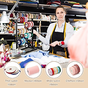 Menkxi 6 Tier Metal Ribbon Holder Organizer Rack Ribbon Rack Display Shelf Spool Holder Storage Organizer for Sewing Craft Mesh Thread Tape Wreath Crochet Roll Cake Flower Store Wrapping Gift, Black